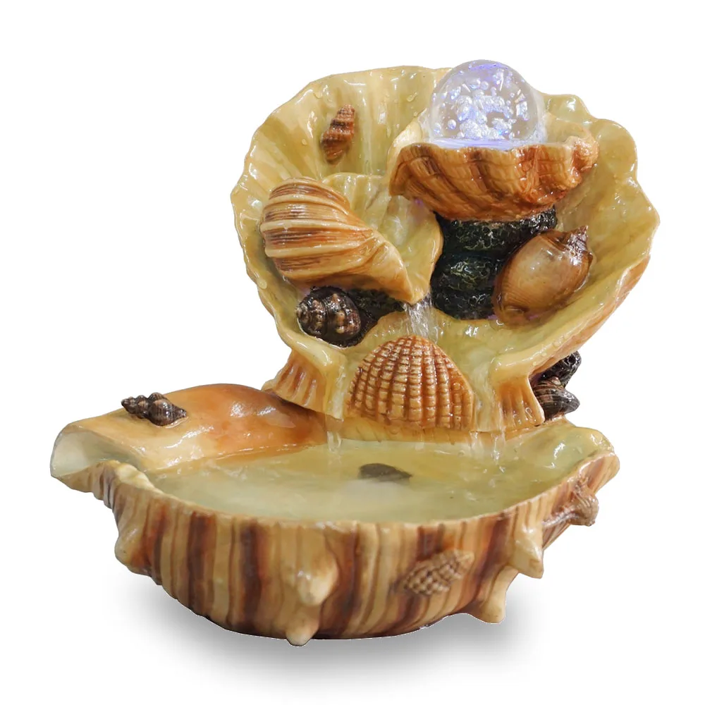Tabletop Home Decor Seashell Water Feature Indoor Artificial Waterfall ...