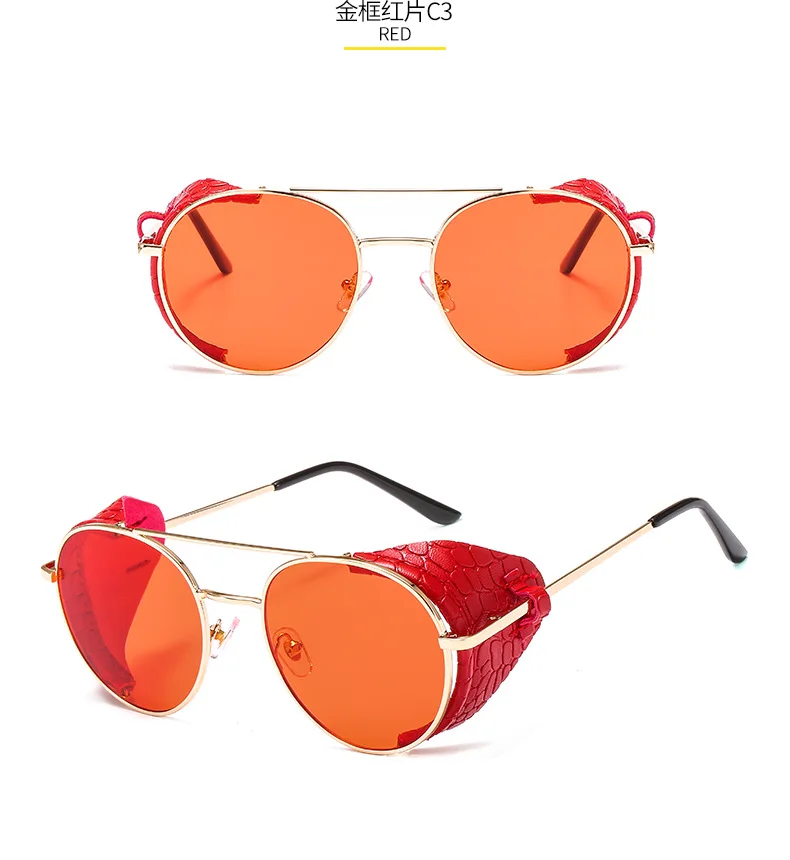 Jh8025 Retro Leather Side Shield Vintage Steampunk Women Man Punk ...