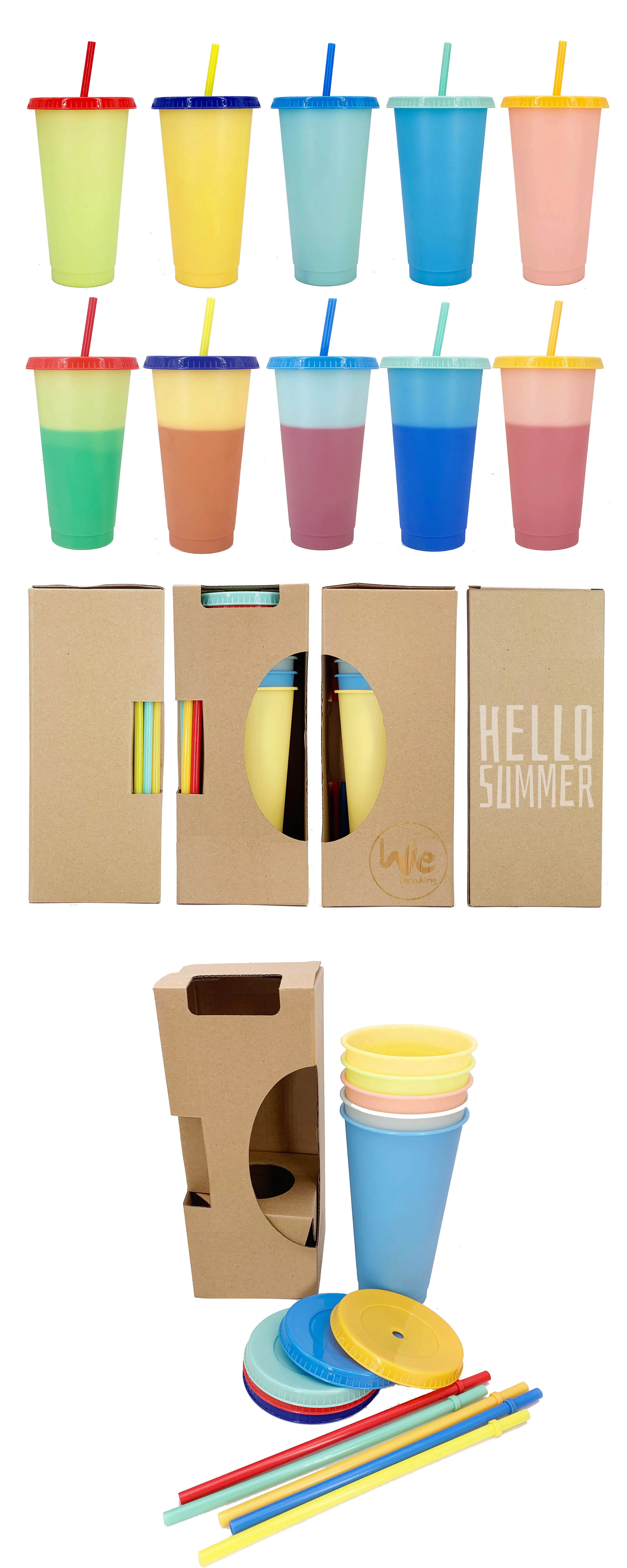 24oz 680ml Reusable Color Colour Changing Ice Cold Water Coffee Cups ...