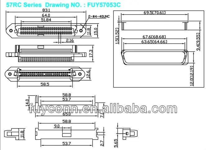 50 Pin RJ21 Ribbon Cable Champ Solder Pin Centronics Connector