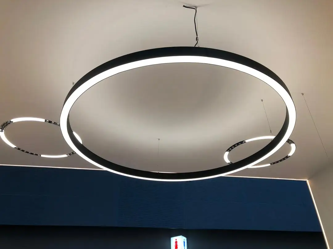 Suspended Curve Linear Light Led Chandelier Modern Circle Pendant Light ...