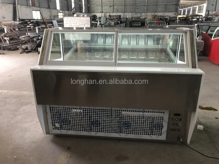 Best Price 16 Pans Hard Ice Cream Gelato Display Showcase