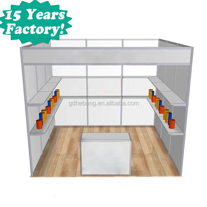 3x3m Partition Shell Scheme Online Trade Show Event Booth With Shelves ...