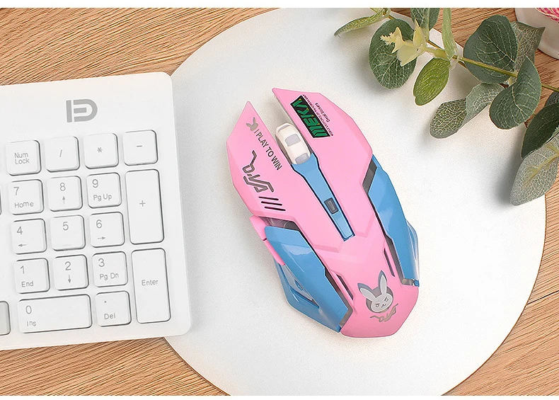 Darshion 2.4G Wireless Mouse - 2400 DPI Rechargeable Pink