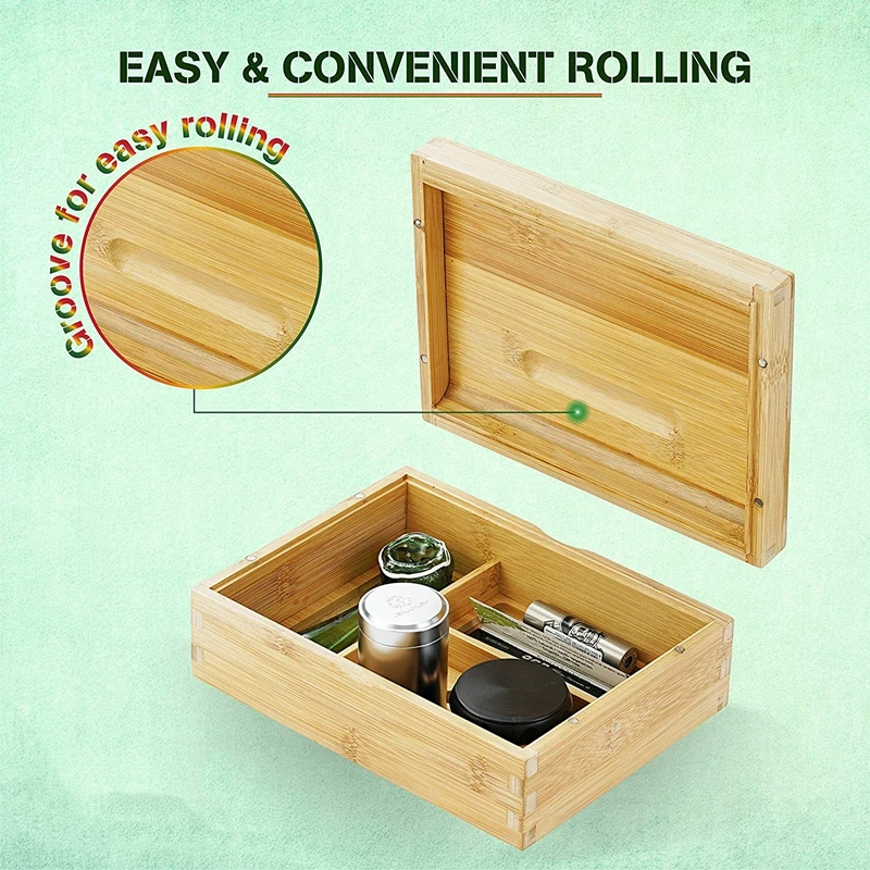 Wooden Stash Box Large With Rolling Tray,Smoking Stash Box Smell Proof ...