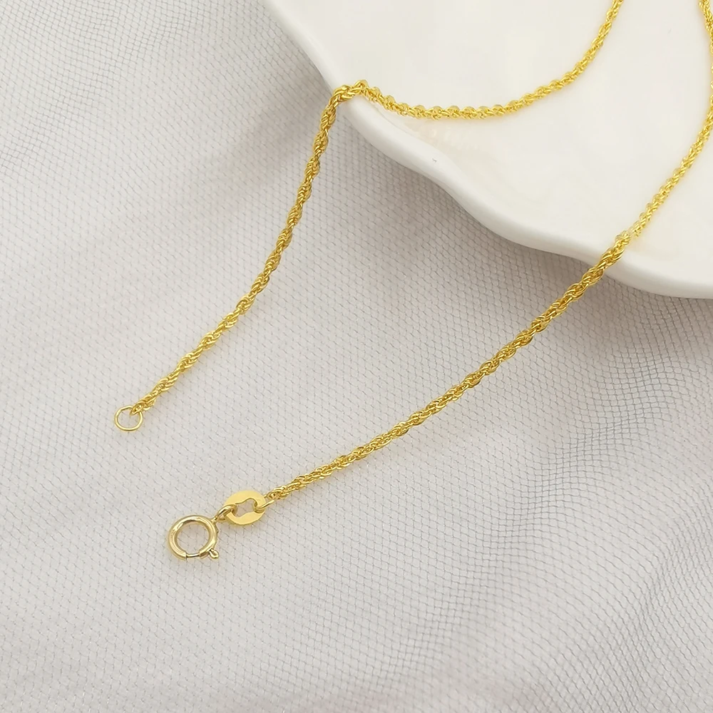 18K Solid Gold Rope Chain Necklace - 1.2mm Real Gold - OEM
