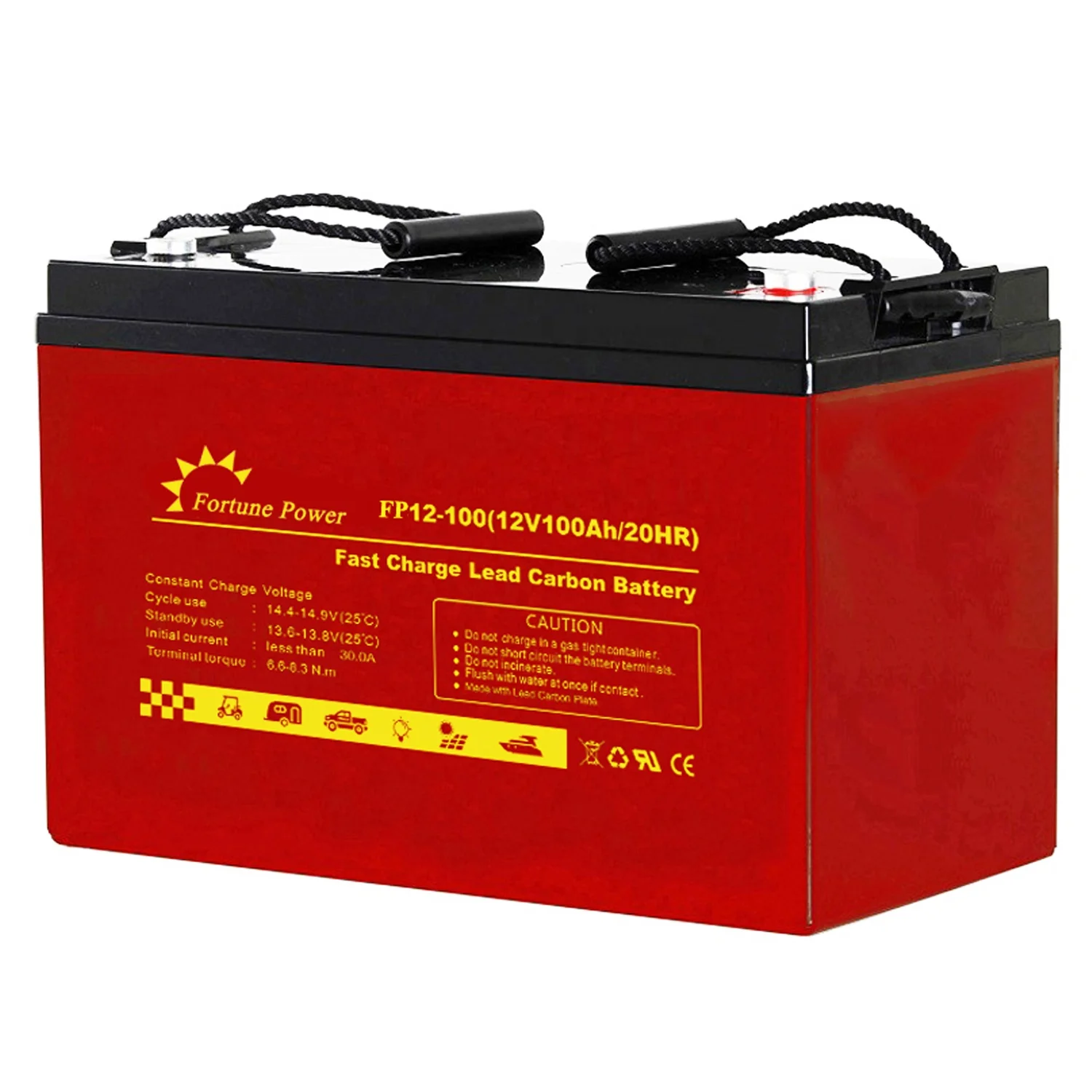 High Efficiency Fortune Power 12V 100Ah Rechargeable Solar Battery for ...