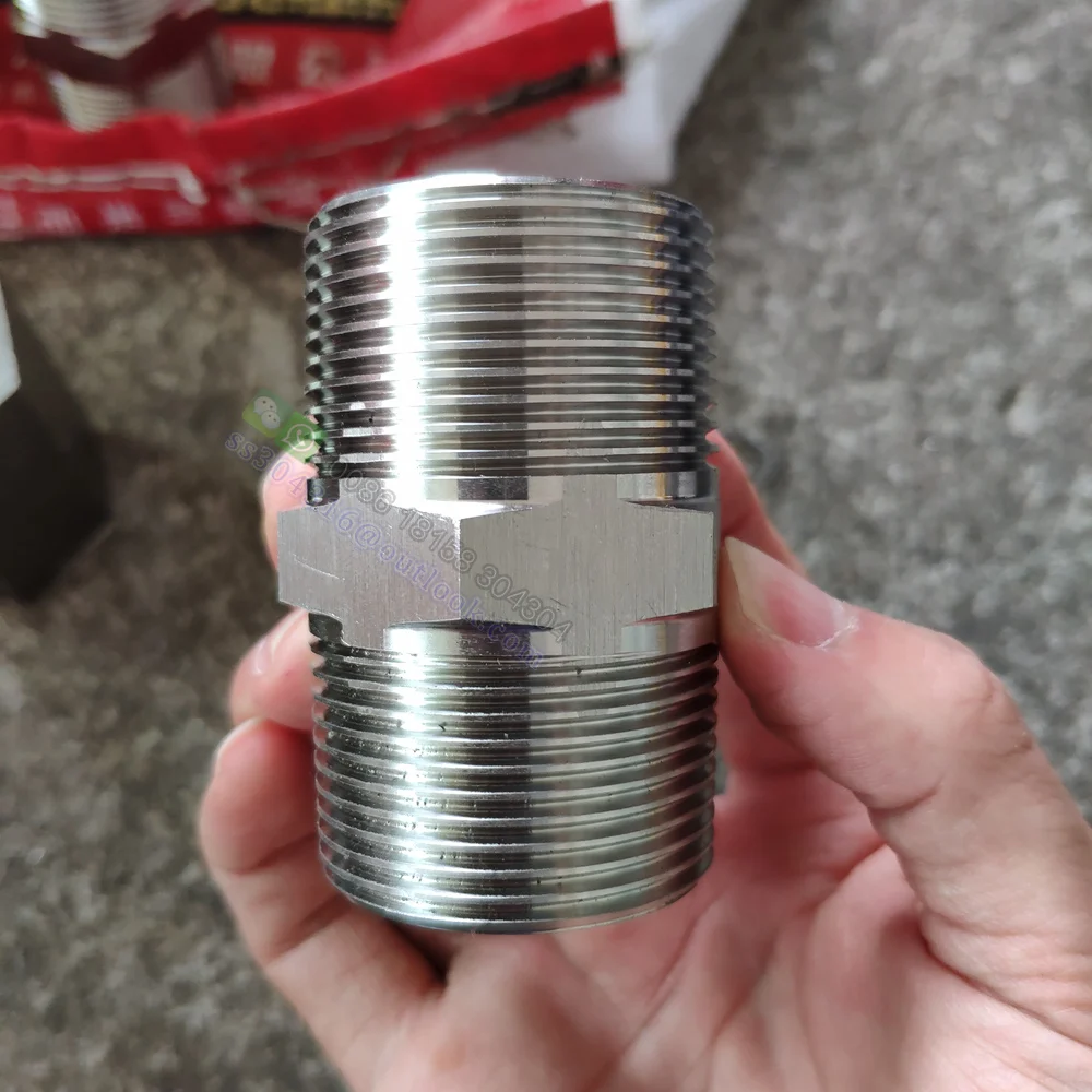 Stainless Steel BSPP/BSPT/NPT Threaded Hex Nipple Fittings