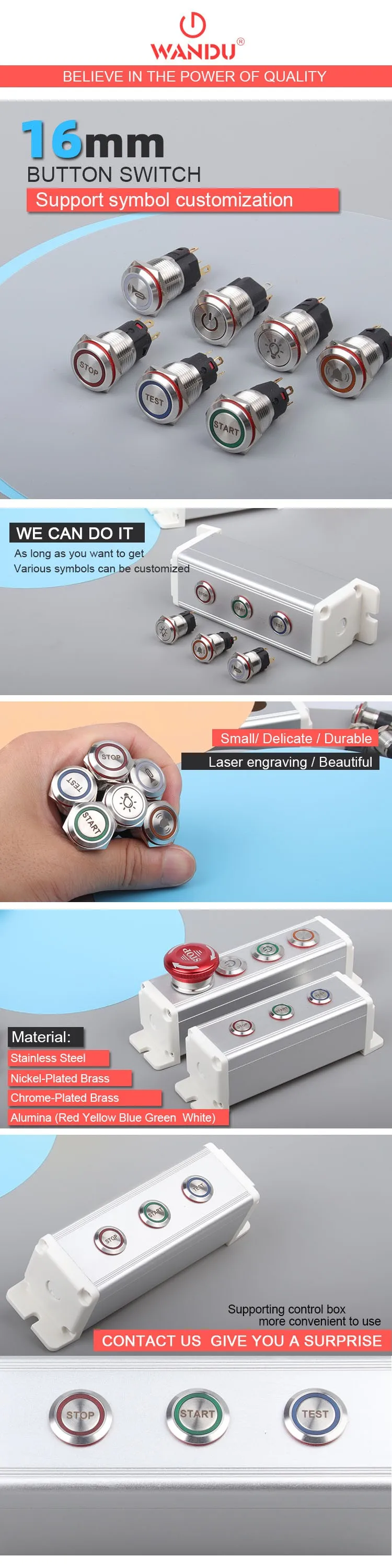 16mm Metal Push Button Custom Symbol Electronic Switch - Buy Black Push ...