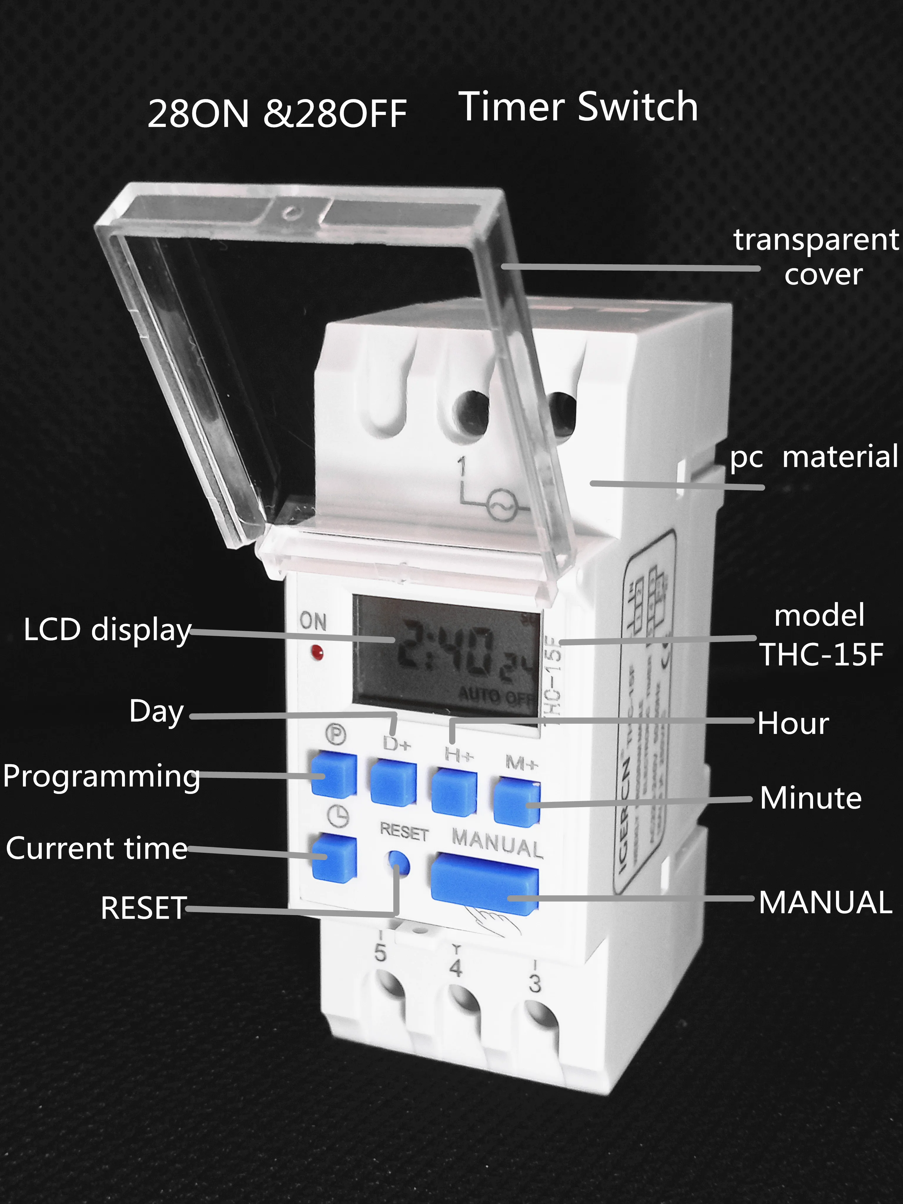 IGERCN THC-15F Timer Switch - Daily Programmable Control