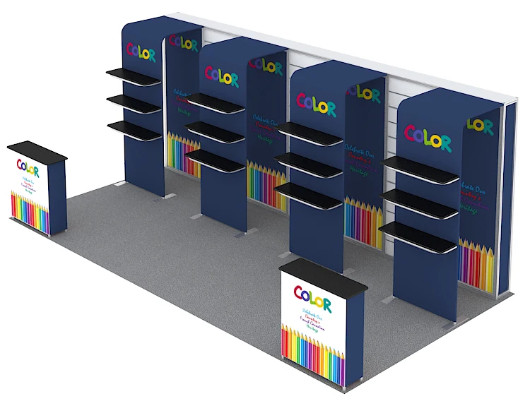 20x10 Slatwall Exhibition Stand Cosmetic Shelves Store Durable Aluminum ...