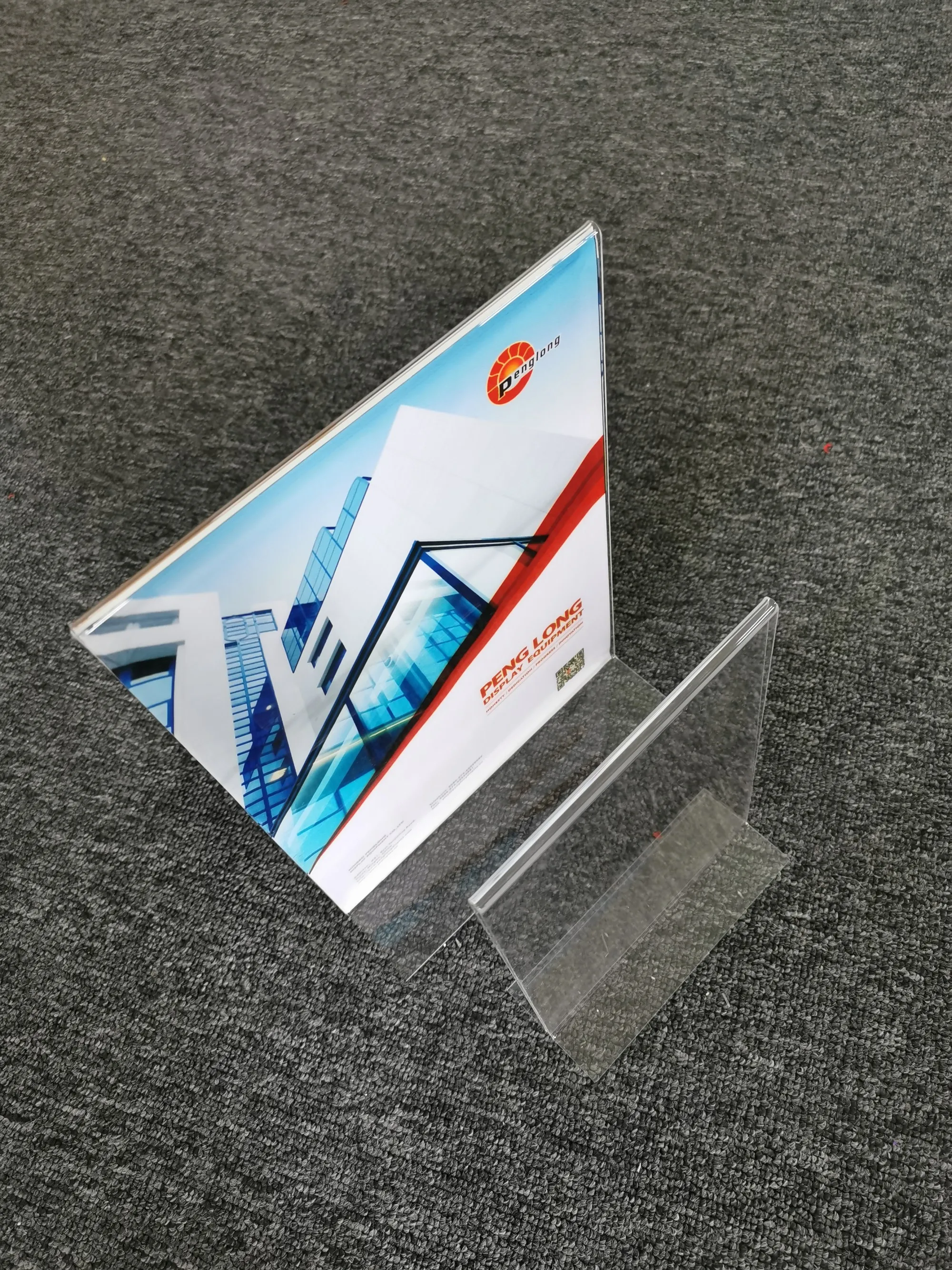 Custom Desk Paper Table Menu Sign Holder Wood Base Slant Acrylic ...