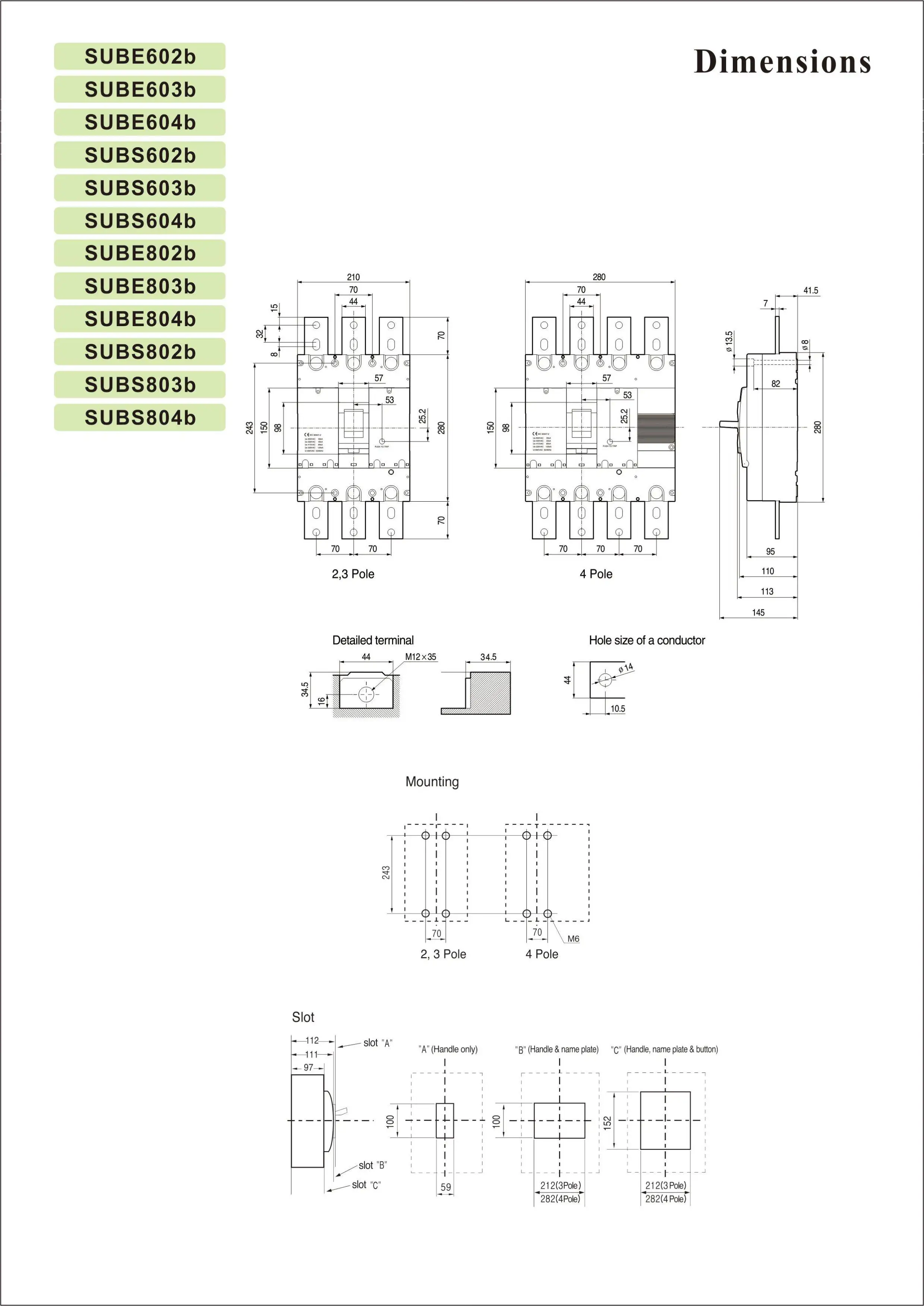 Sube-403b 4p Mcb Circuit Breaker 125a 150a 200a 225a 400a 630a Dc Mccb ...