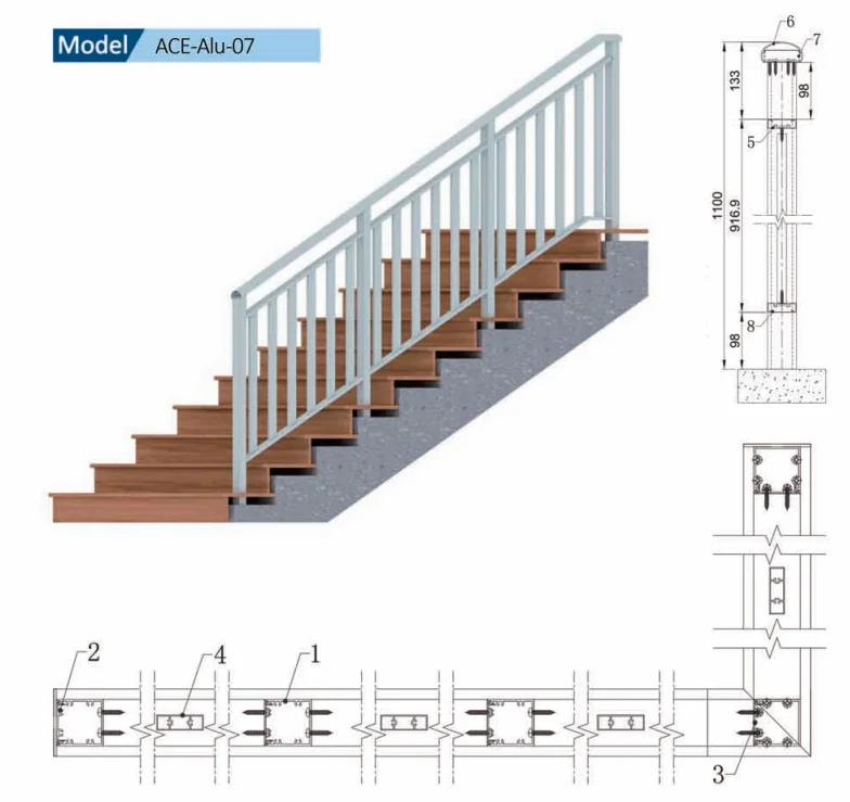 Aluminum Glass Railing Tube Handrail Stair Balustrade Fittings ...