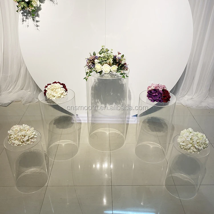 Acrylic Clear Round Column Plinth for Wedding Decoration