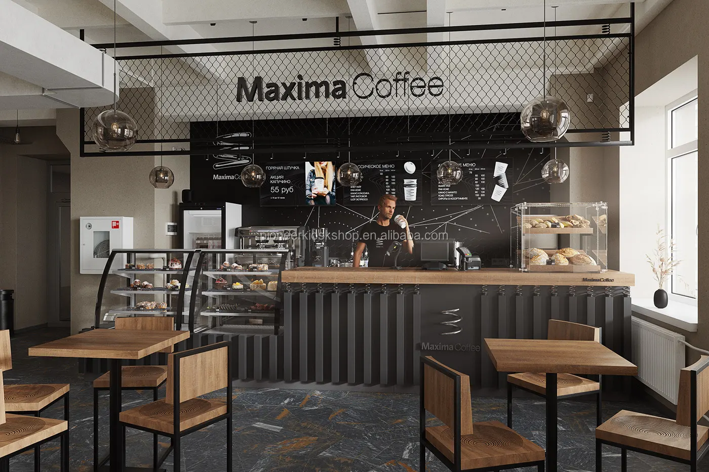 Coffee Shop Interior Design - Modern Bakery Display Cabinet