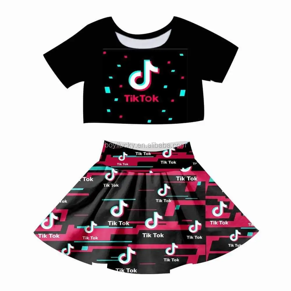 Fashion Clothes Set Summer Girl Tik Tok Pattern 2pic Short-sleeved ...