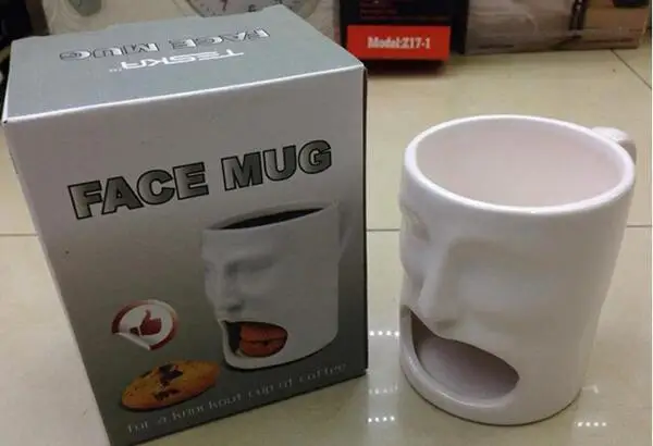 Funny Face Coffee Mug with Biscuit Layer - Custom Gift