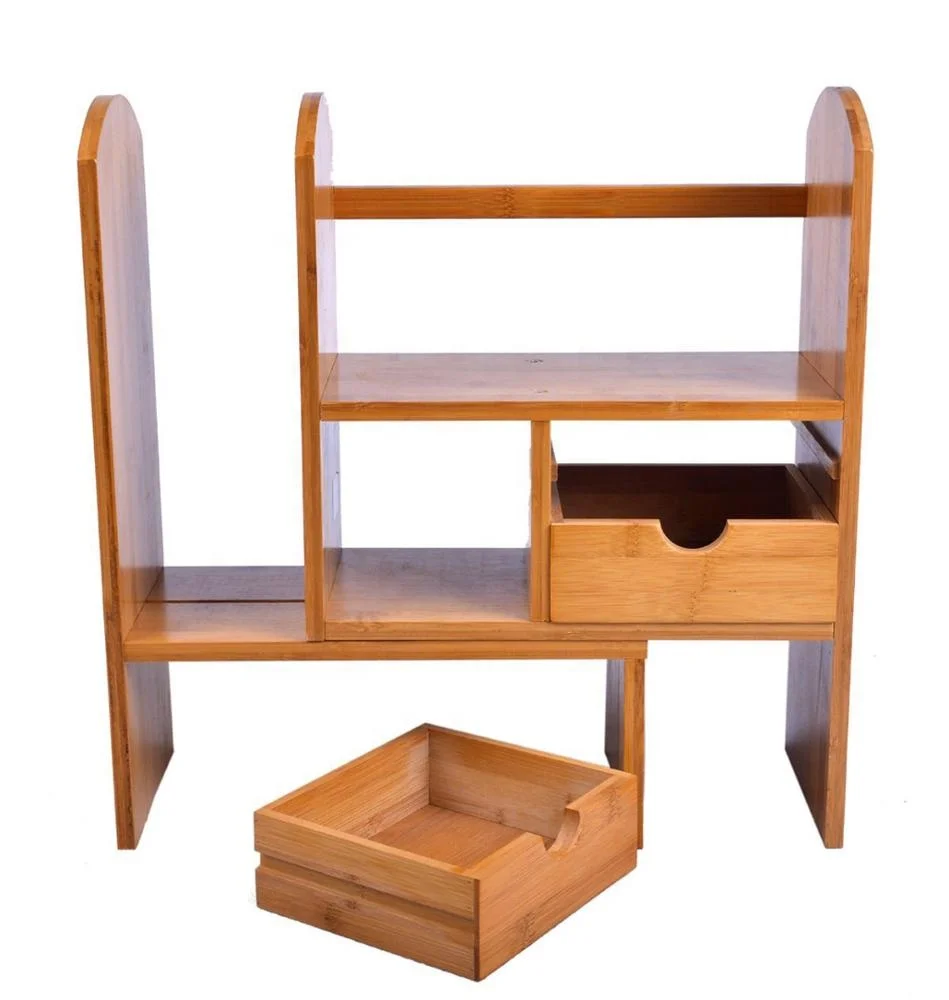 Multipurpose Bamboo Expandable Desktop Bookshelf Standing Type Wood ...