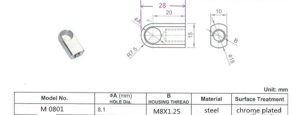 Flat Pipe Eyelet Joint Gas Spring Metal Eye Connector - Buy Gas Struts ...