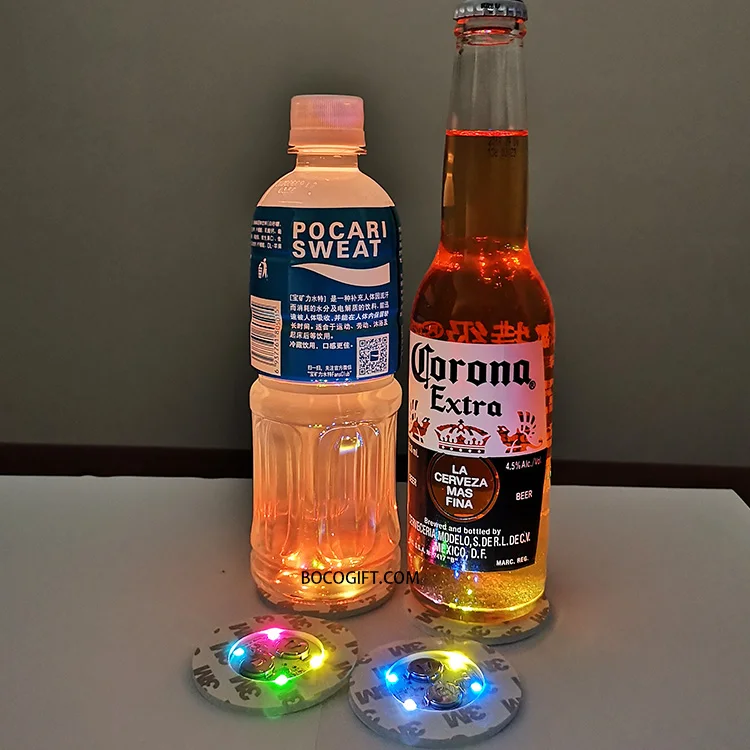 Colorful Change Rgb Led Sticker For Bottle,Multicolor Led Coaster ...