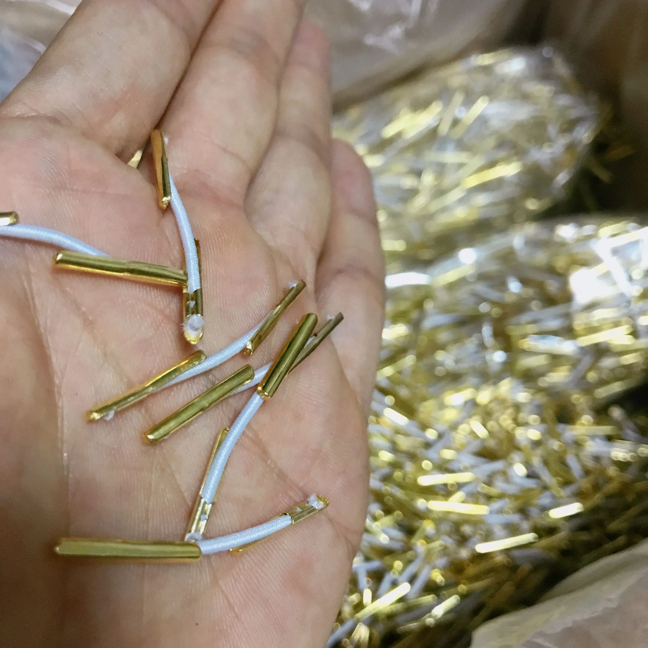 Jewelry Garment Use Custom Metallic Ends String Elastic Cord With Metal ...