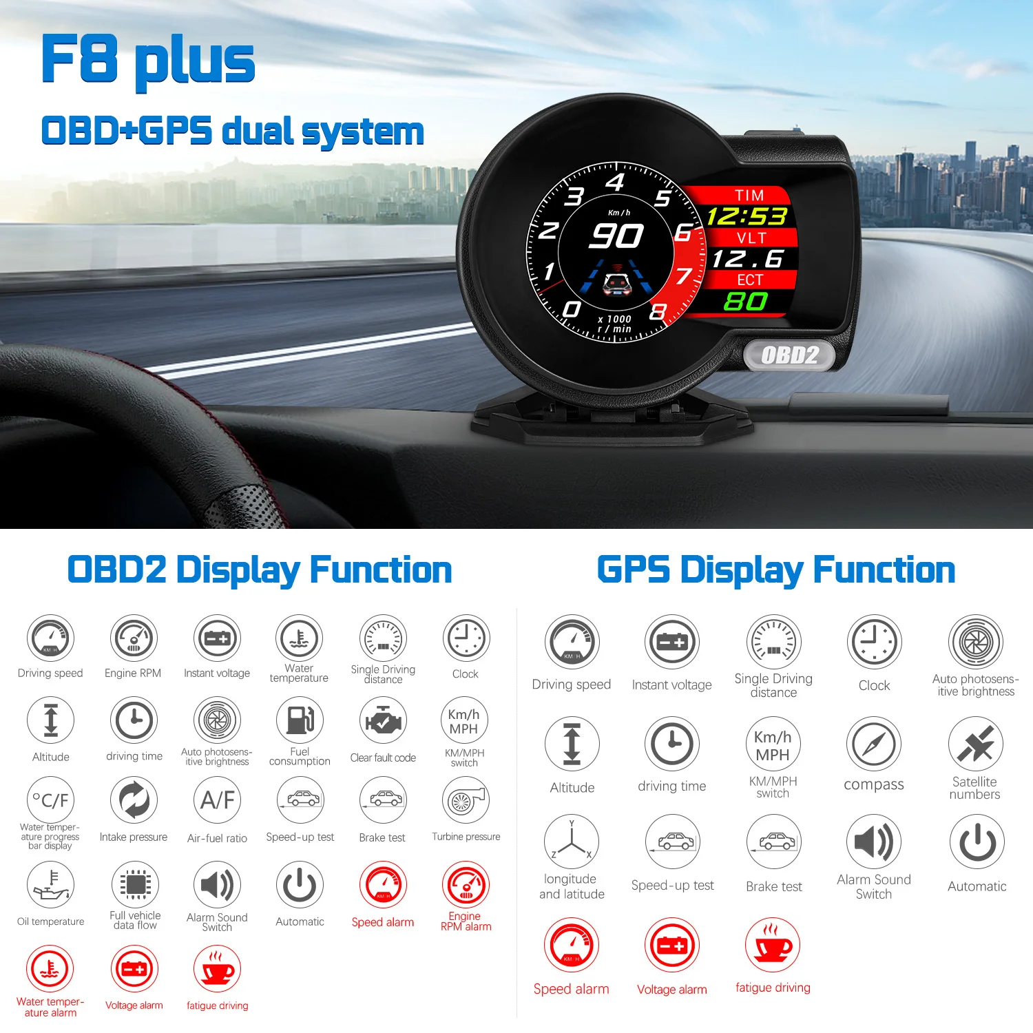 새로운 V3.45D, 1 월 제공, AKIRA OBD 게이지 미터 OBD2 미터 F8plus 양성자 Perodua 도요타 닛산 ...