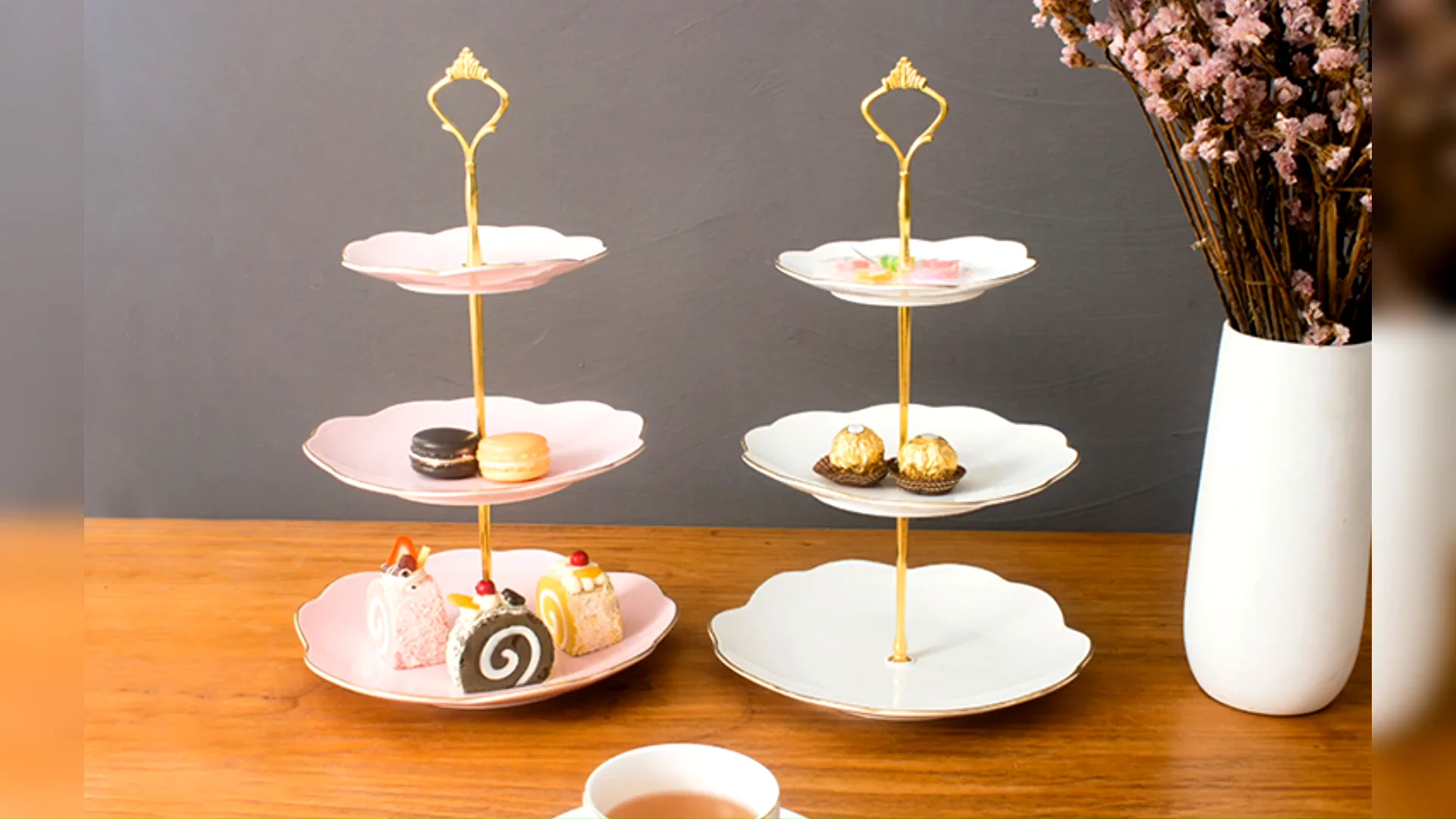 Custom 3 Tier Ceramic Wedding Dessert Fruit Snack Cupcake Cake Stand ...