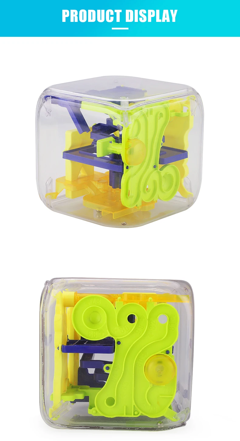 3d Funny Brain Fidget Toy Labyrinth Rolling Beads Transparent Square ...