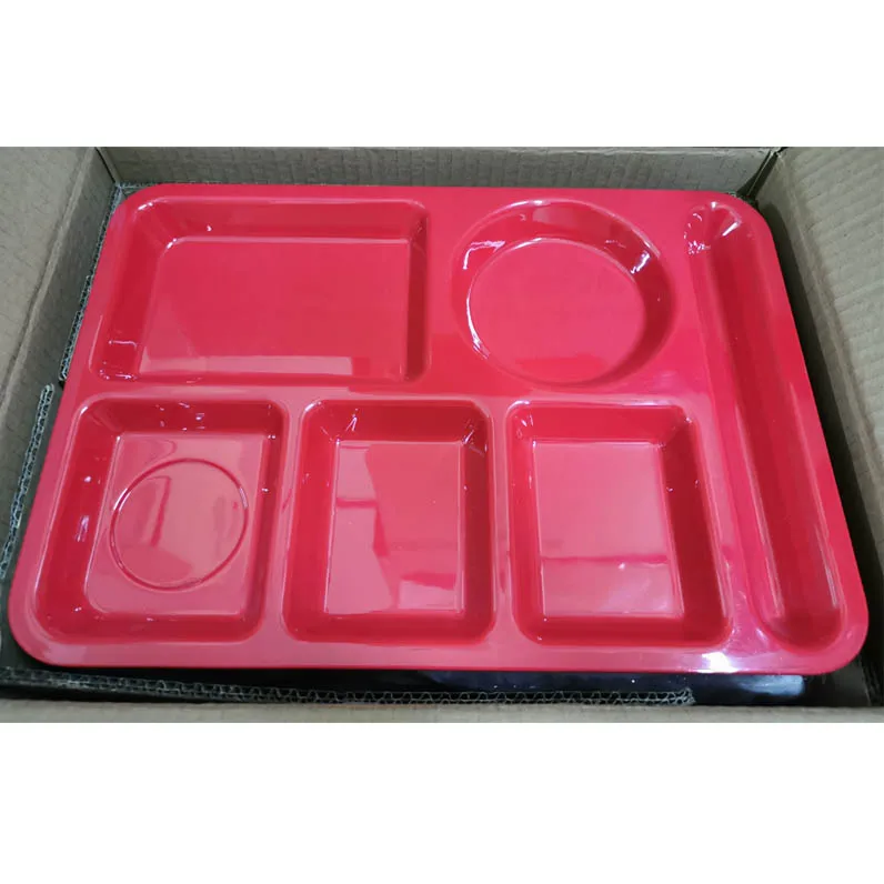 Melamine Food Divider Plate - 14 Inch Colored Plastic Tray