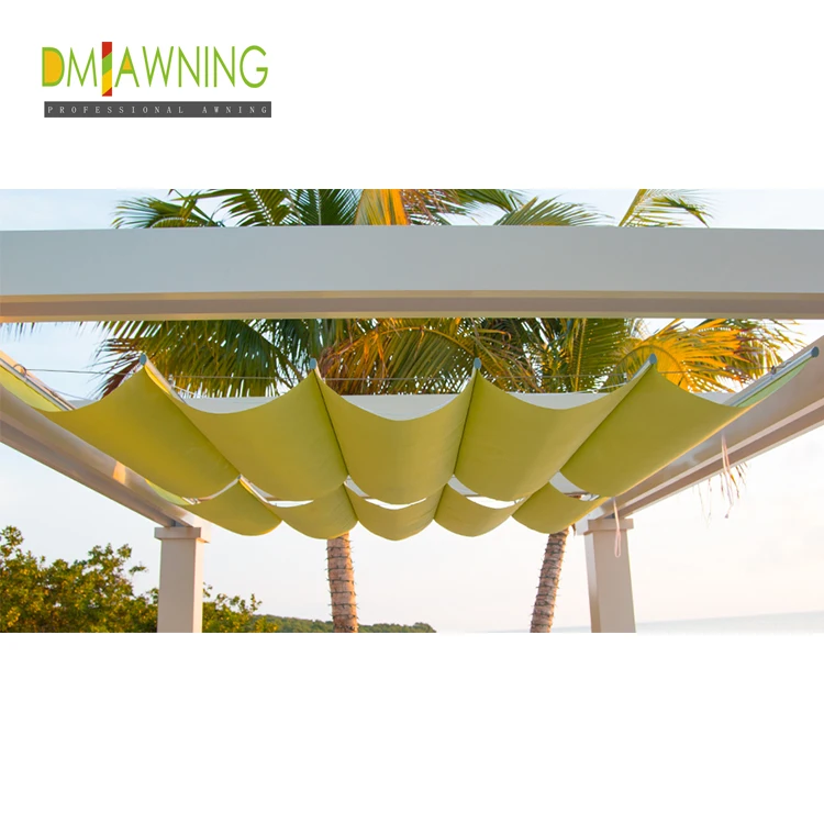 Outdoor Manual Sliding Wave Canopy Sunshade UV Protection