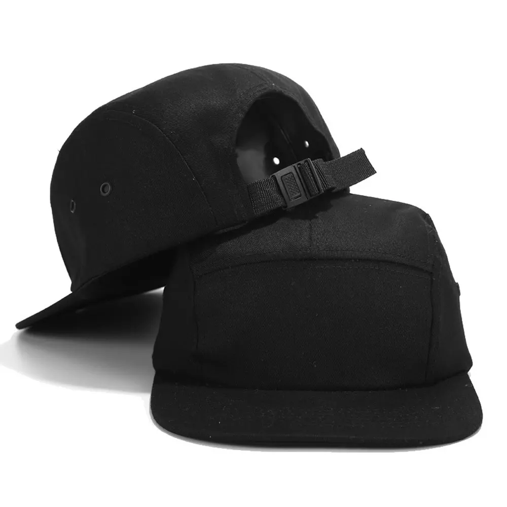 Custom Plain Blank All Black Flat Brim Snap Back Hats Caps 5 Panel ...