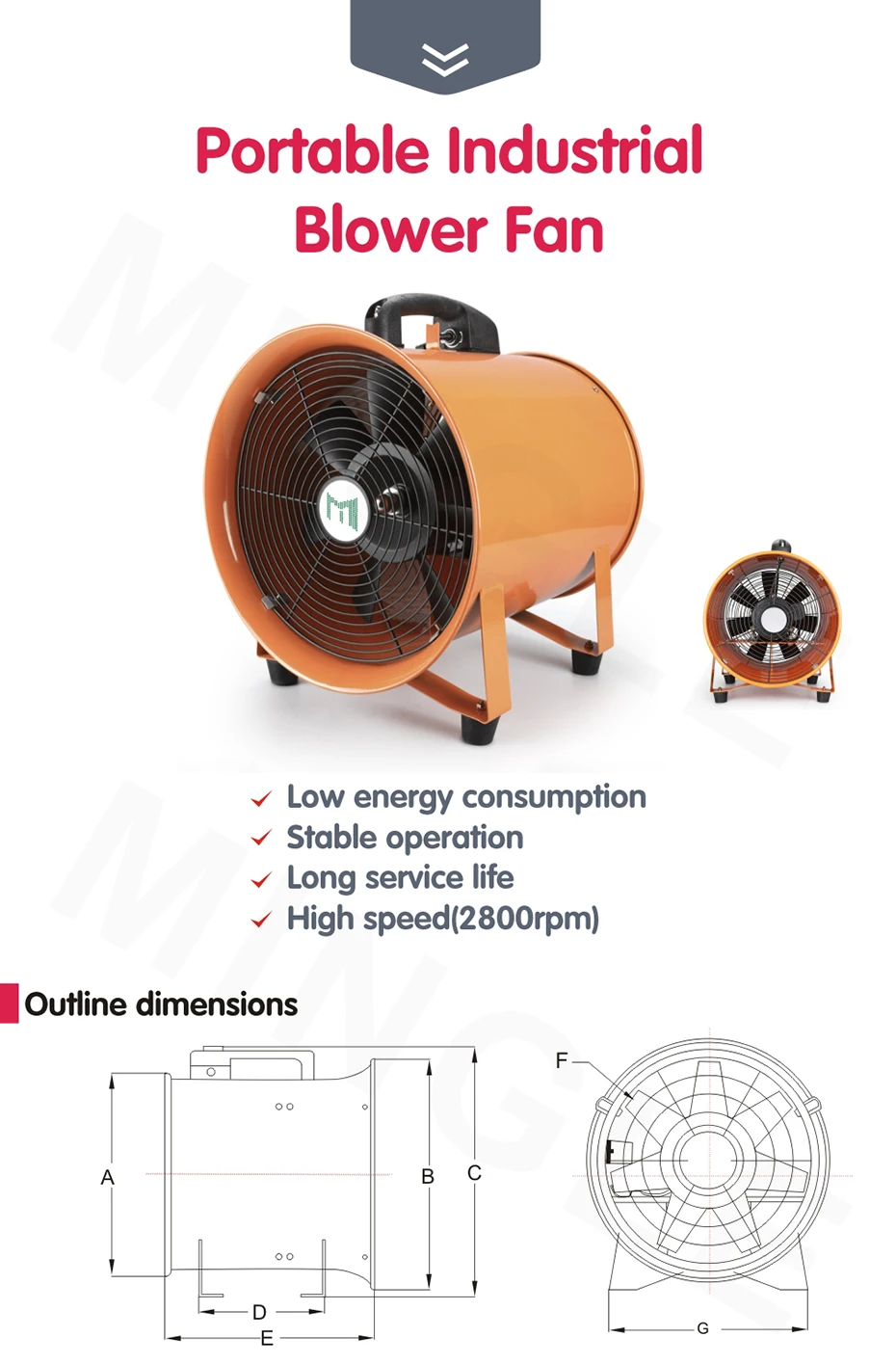 12 Inch Portable Hand Crank Axial Flow Exhaust Air Blower Warehouse Fan ...