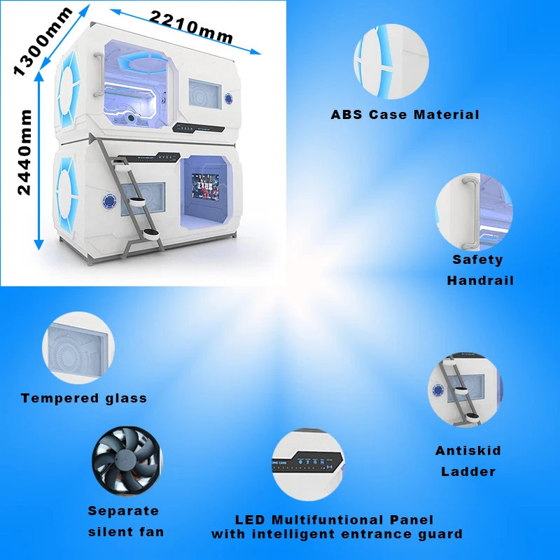 Hotel Double Sleeping Pod Capsule Bed - Soundproof & Stylish