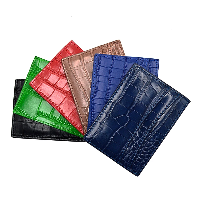 Luxury New Custom Slim Card Holders Genuine Crocodile Stone Leather ...