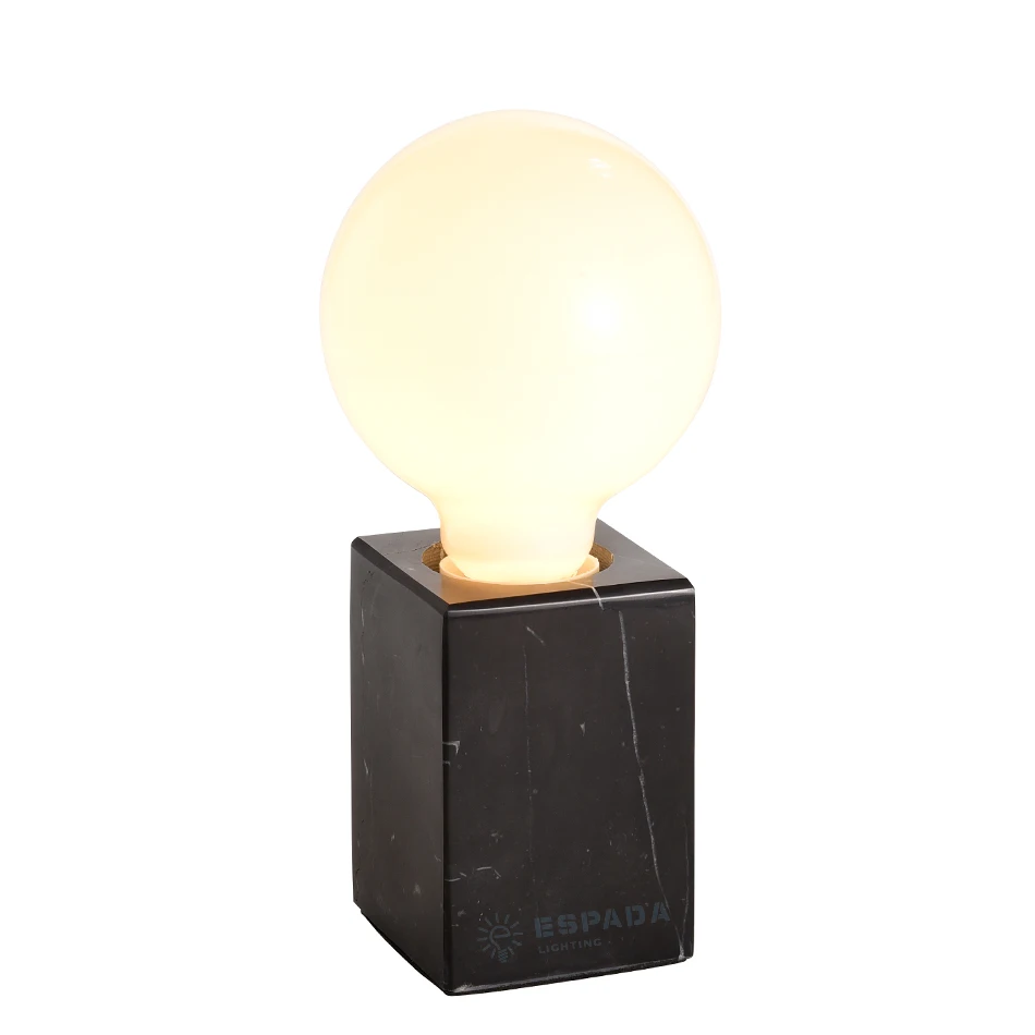 Small Square Marble Table Lamp E26 Lamp Holder Night Desk Bedside Table ...