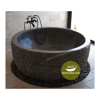 Hot Soaking Black Round Bowl Bathtub Pineapple Rough Outside Surface ...
