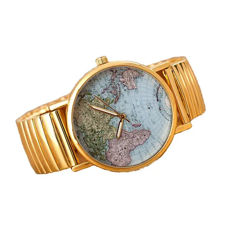 New Vintage Earth World Map Watch Alloy Analog Quartz Wrist Watches ...