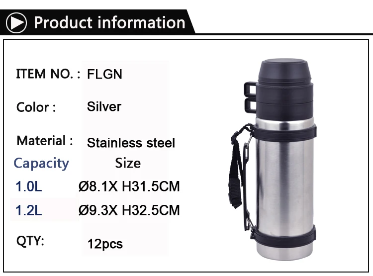 Stainless Steel Vacuum Flask with 2 PP Cups - Free Samples