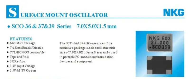 NKG SCO-36 32.768KHZ SMD Crystal Oscillator - Precision & Stability