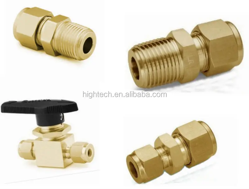 Brass Male Thread Straight Double Ferrule Connector Union Tube Fitting ...