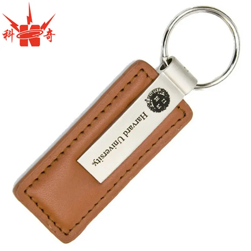 Faux Leather Strap Metal Keychain with Clip Engraved Key Tag