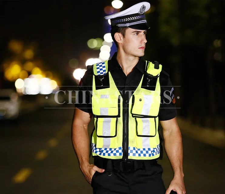 Fluorescent Security Kit Mesh Reflective Vest With Multi Pockets For ...