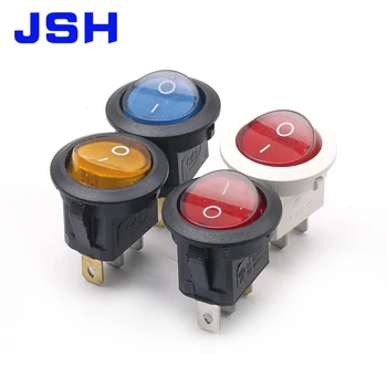 Red Light Illuminated 3 Pin On-off Spst Round Rocker Switch 6a/250v 10a ...