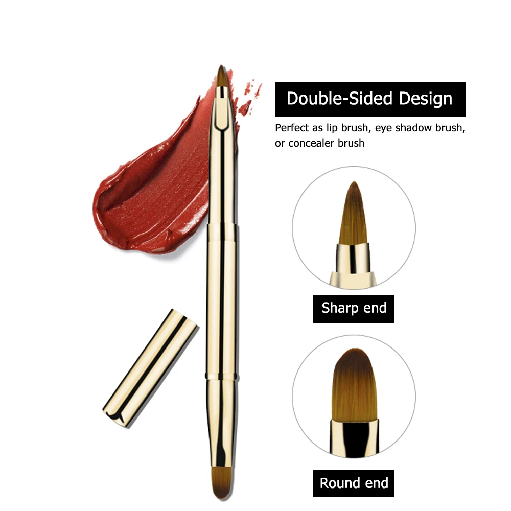 Double-sided Retractable Lip Brush Travel Lipstick Gloss Makeup Brush ...
