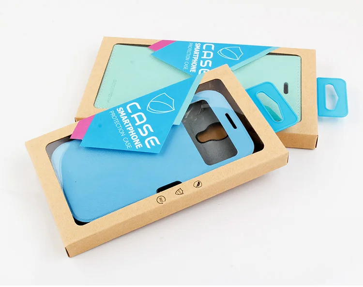 Customized Phone Case Packaging Kraft Paper Box With Clear Pvc Window ...