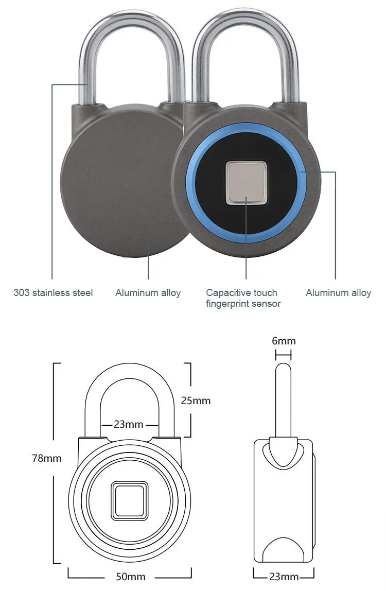 New Mini Portable Anti-theft Smart Bluetooth Fingerprint Padlock With ...