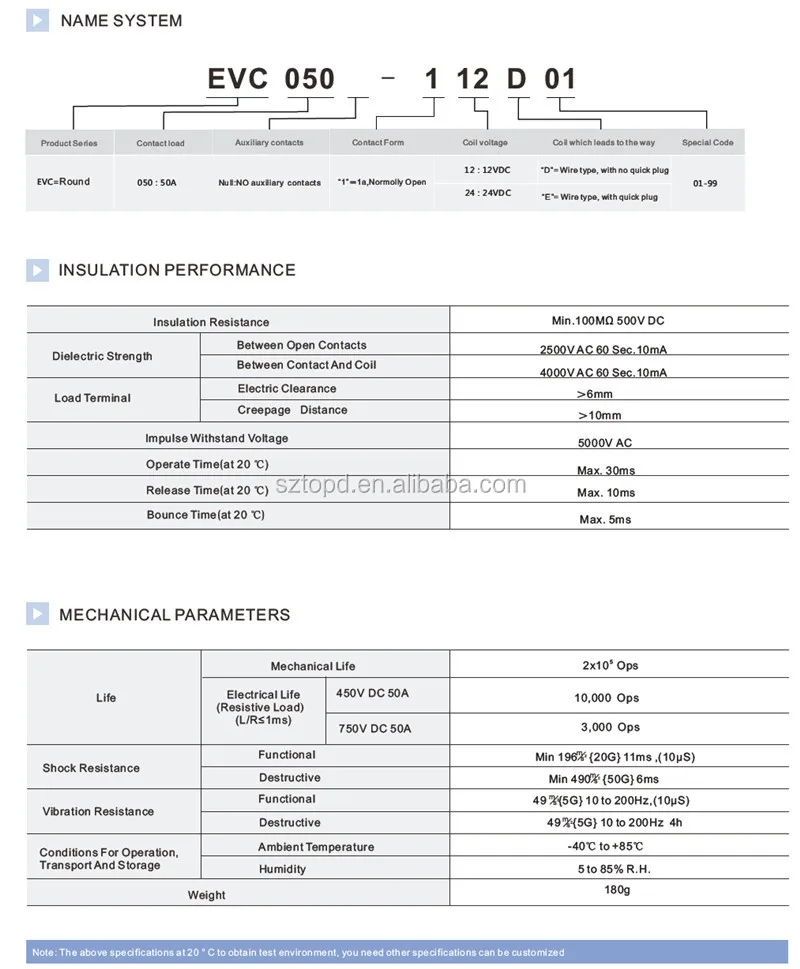 Original Ebusbar High Voltage Dc Contactor Auto Relay Ev 50a 12v 24v ...