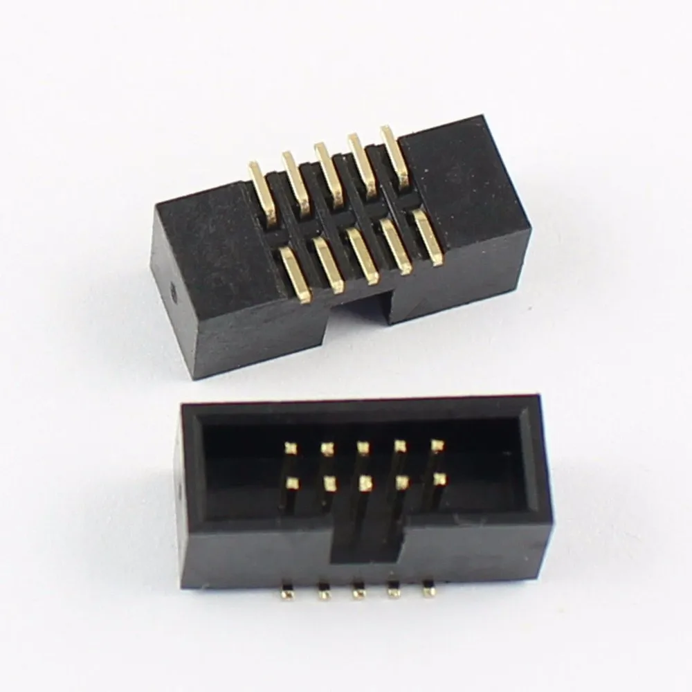 1.27mm Pitch 2x5 10 Pin Header Press Fit Box Header Connector Black Colour - Buy Pin Header ...