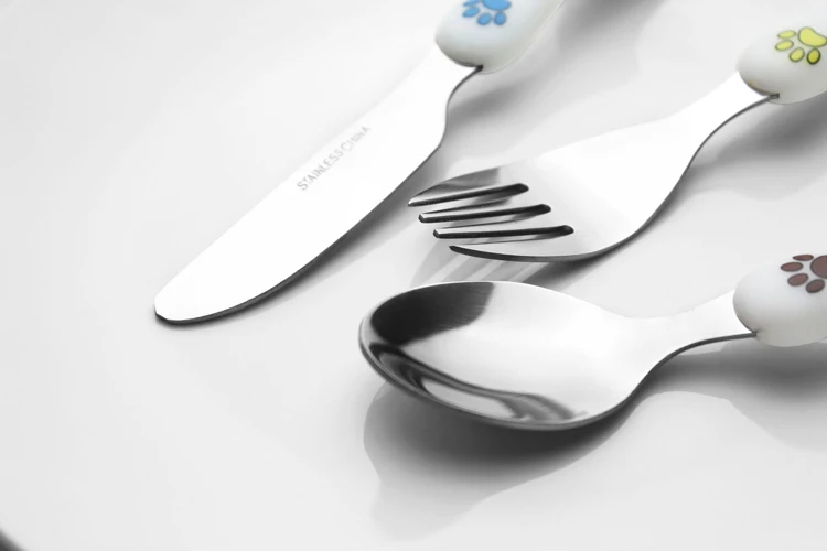 Kids Stainless Steel Spoon Fork Knife Set Children Utensil Flatware ...